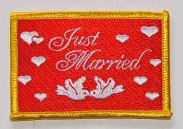 Hochzeit Just Married Aufnäher / Patch 8 x 5 cm bestellen, Hochzeit Just Married Aufnäher ...