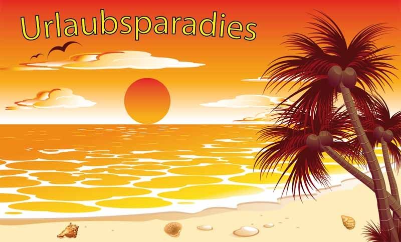 Urlaubsparadies Urlaub Ferien Palmen Strand Flagge 90x150 cm bestellen ...