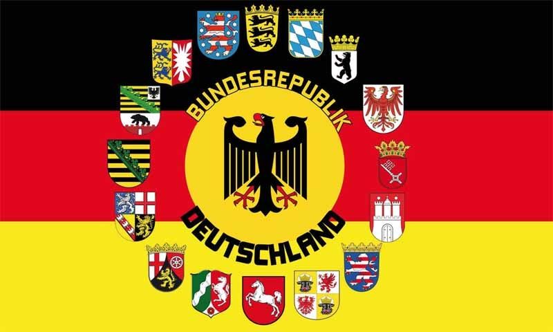 Deutschland 16 Bundesländer Flagge 90x150 cm Premium Querformat ...